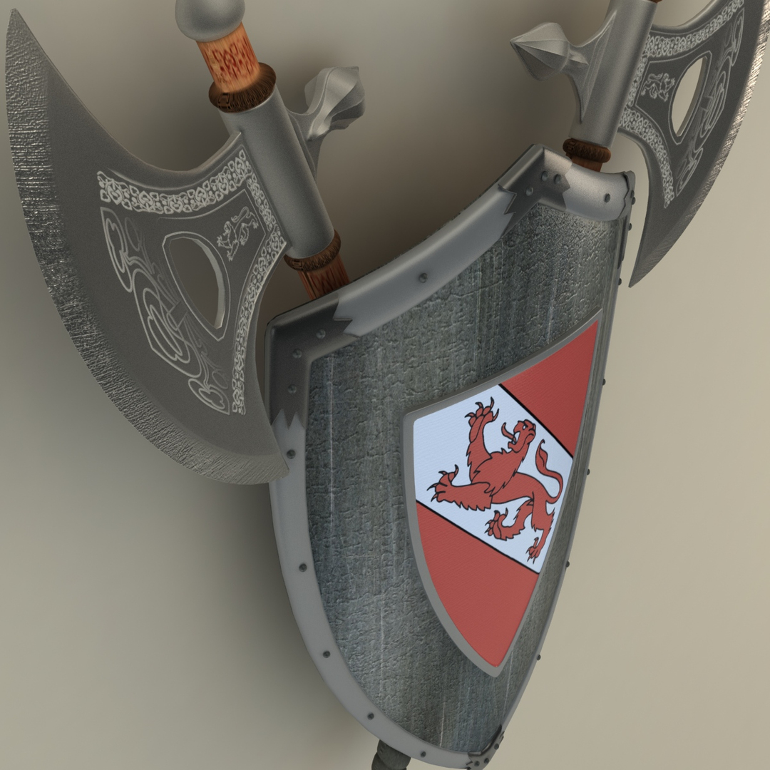 3dsmax shield axe hangers