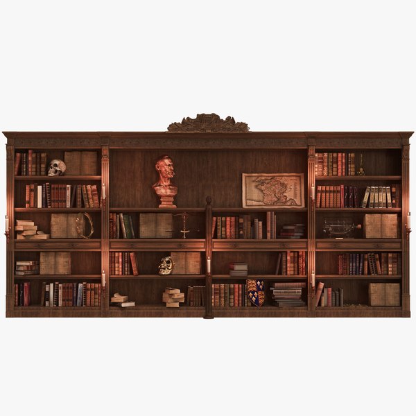 3d model library books lighting