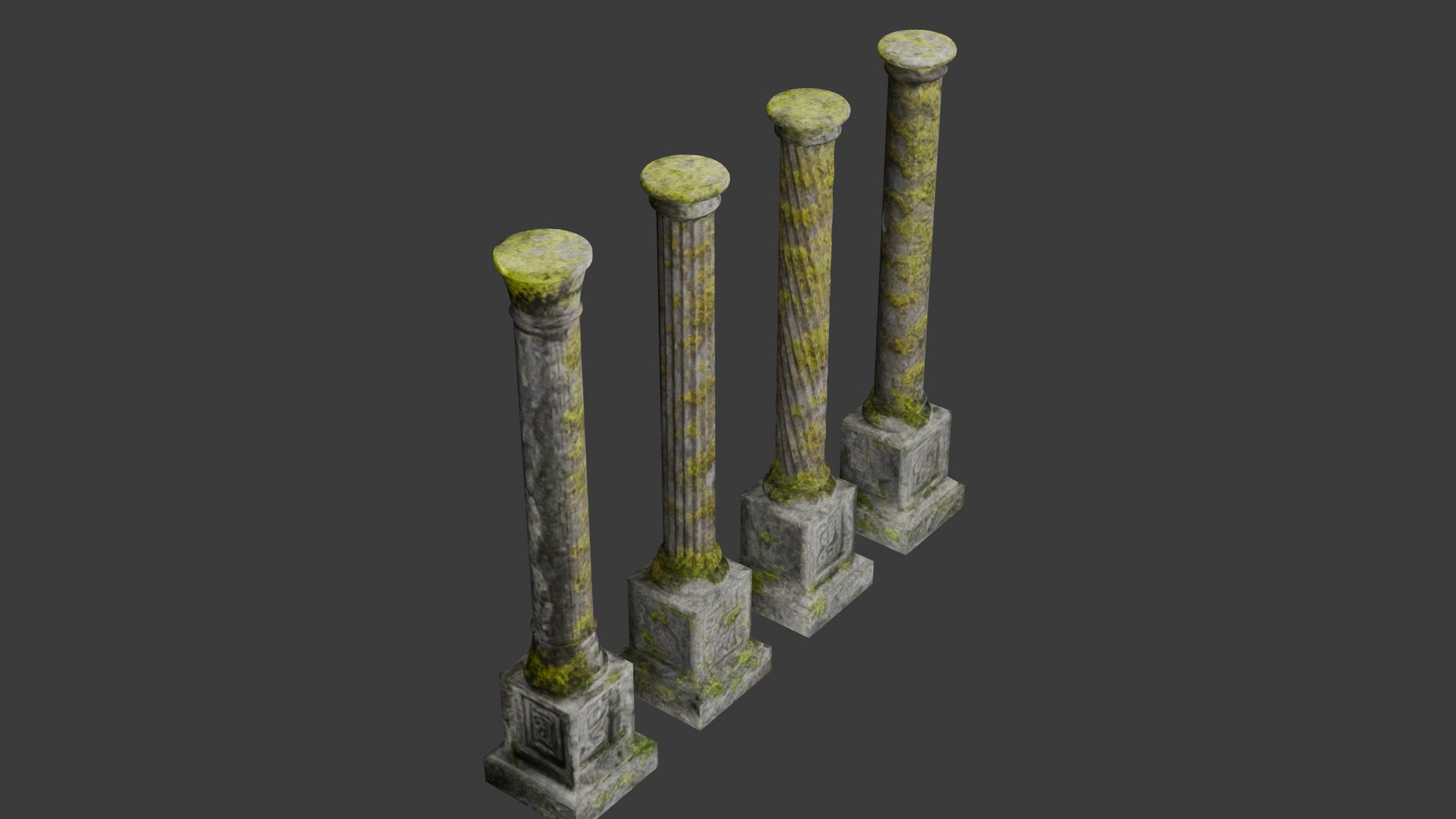 Columns With Moss Model - TurboSquid 2308846