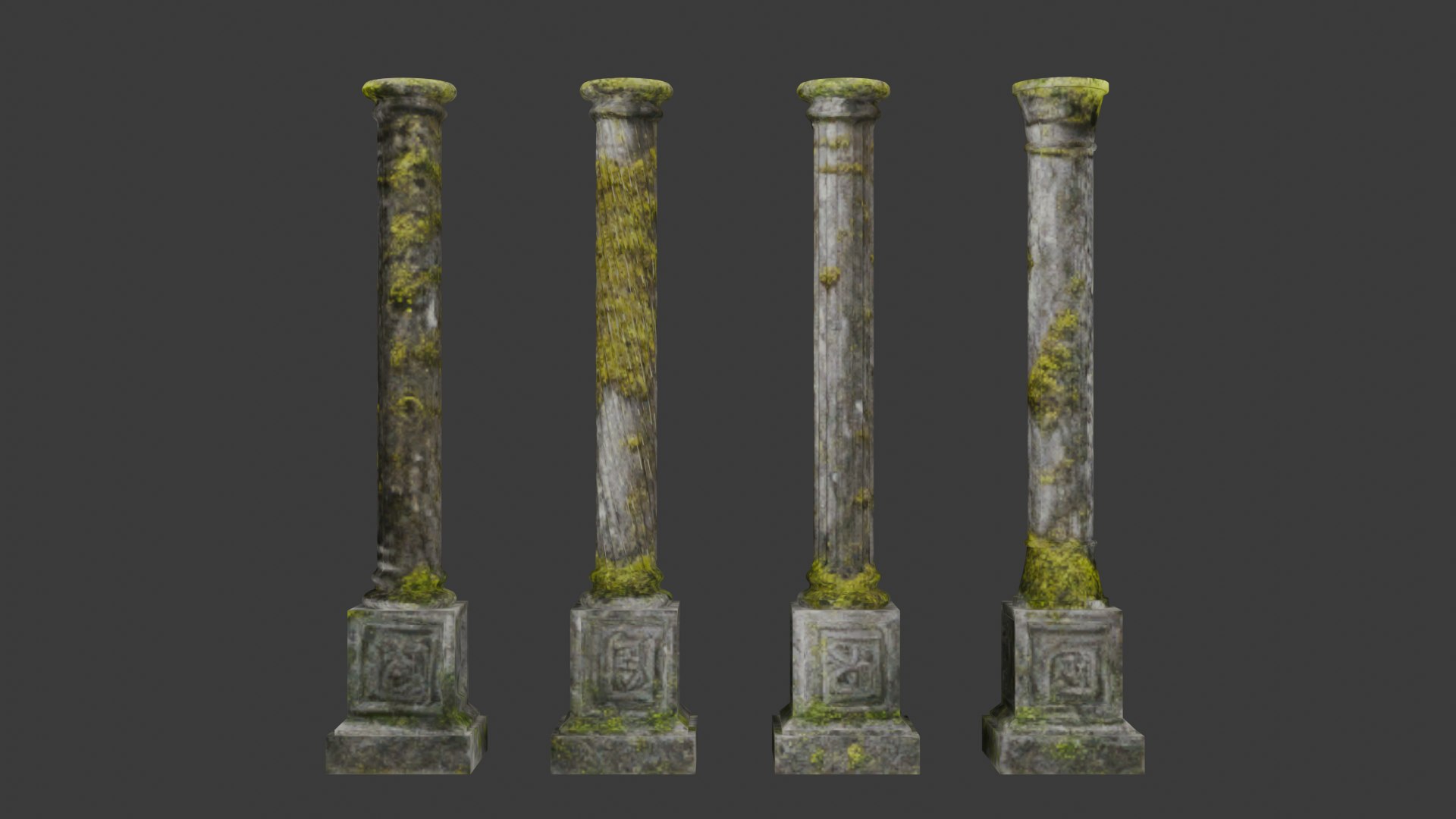 Columns With Moss Model - TurboSquid 2308846