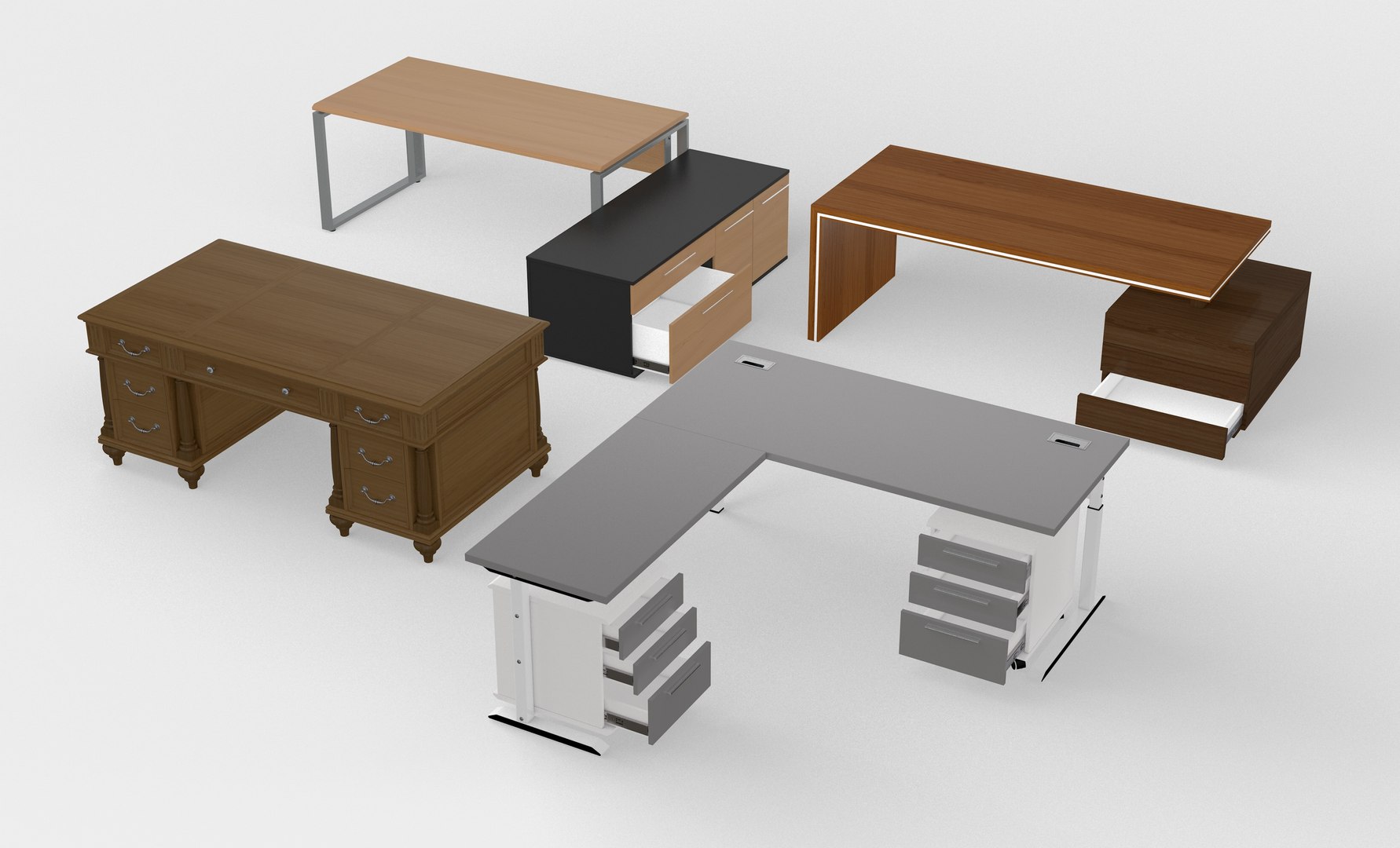 Office Tables Collection 3D Model - TurboSquid 2222723