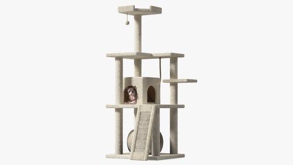 3D model Cat Tree 5-Level with Cat - TurboSquid 1820884