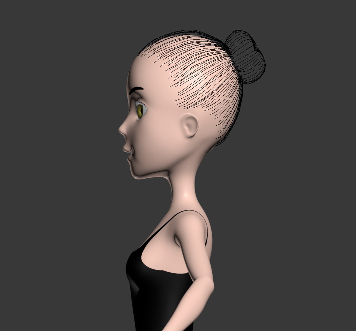 Cartoon Character Girl Rig Model - TurboSquid 1286750