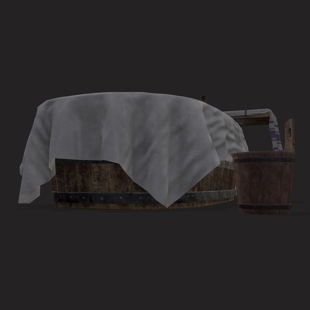 Medieval Bath Tub Scene 3D - TurboSquid 1908904