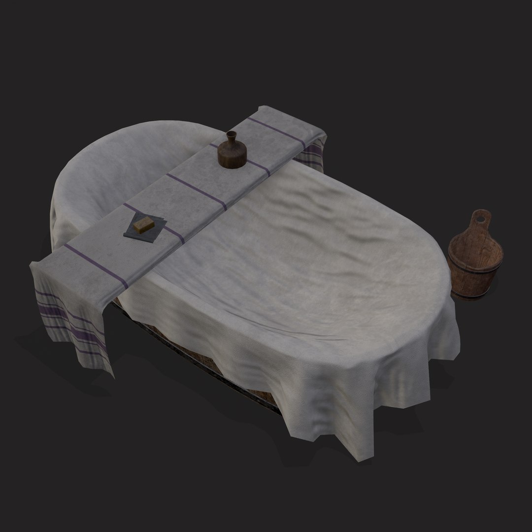 Medieval Bath Tub Scene 3D - TurboSquid 1908904
