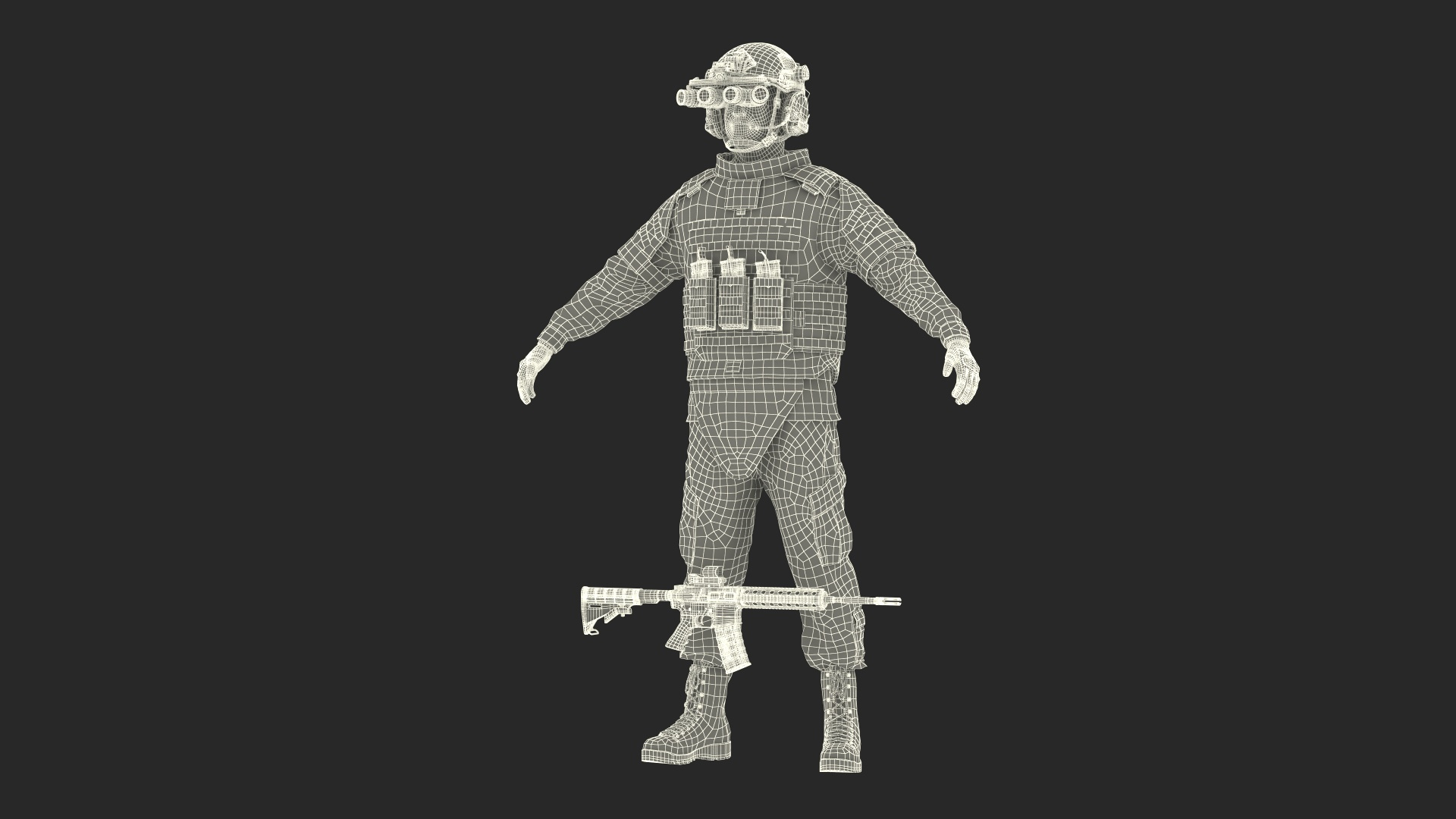 Military Soldier Grey Camo With Night Visor A-pose Fur 3D - TurboSquid ...