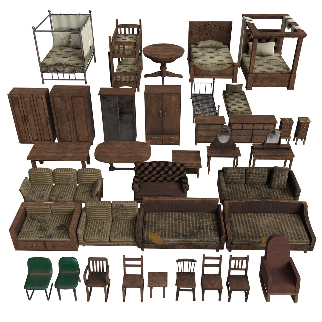 Big Set Of Old Furtinure 35 Objects 3D Model - TurboSquid 2101419