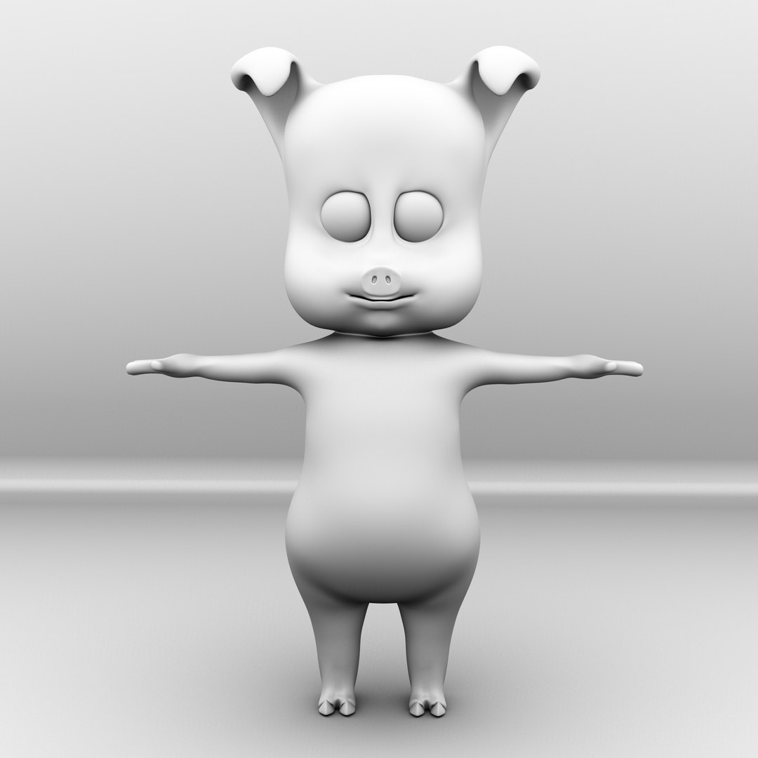 3d pig character cartoon model