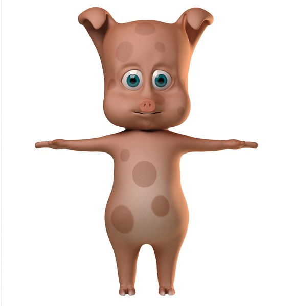 3d pig character cartoon model