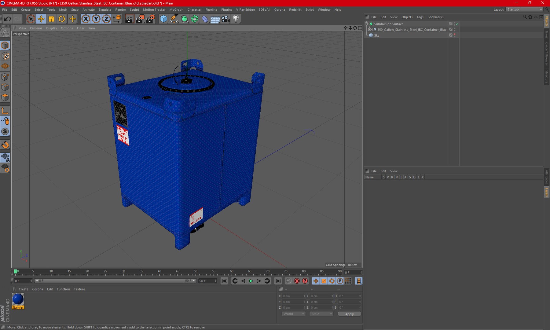 350 Gallon Stainless Steel IBC Container Blue 3D - TurboSquid 2169529