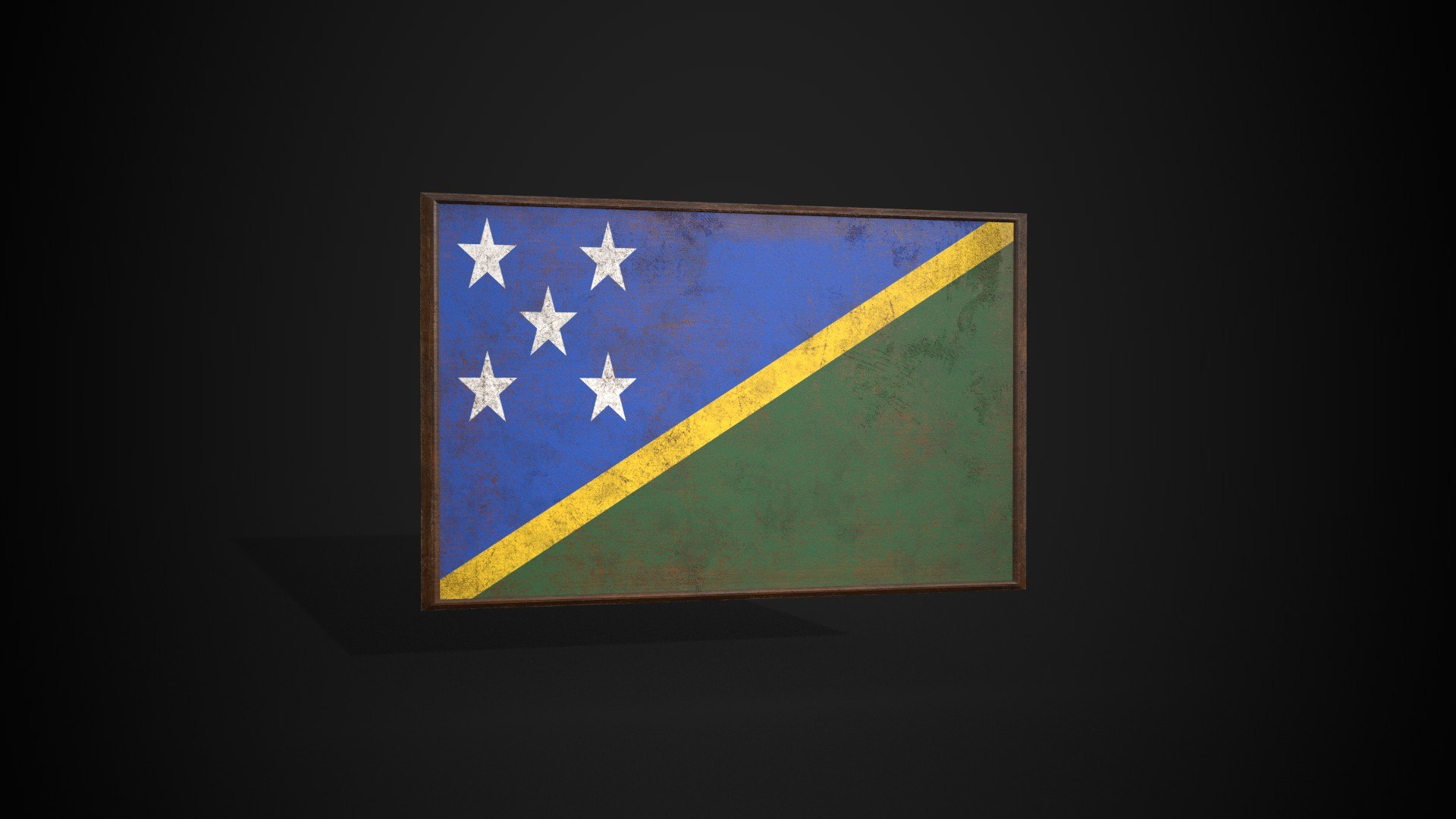 Old Picture Frame With Solomon Islands Flag - Game Ready PBR Low-poly ...