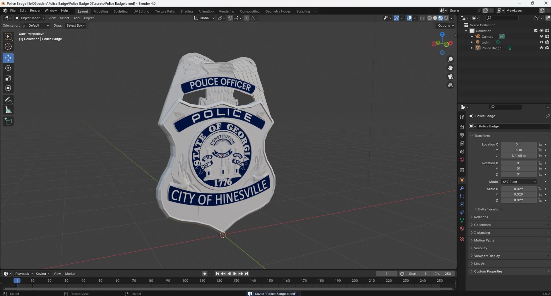 Police Badge 3D Model - TurboSquid 2163498