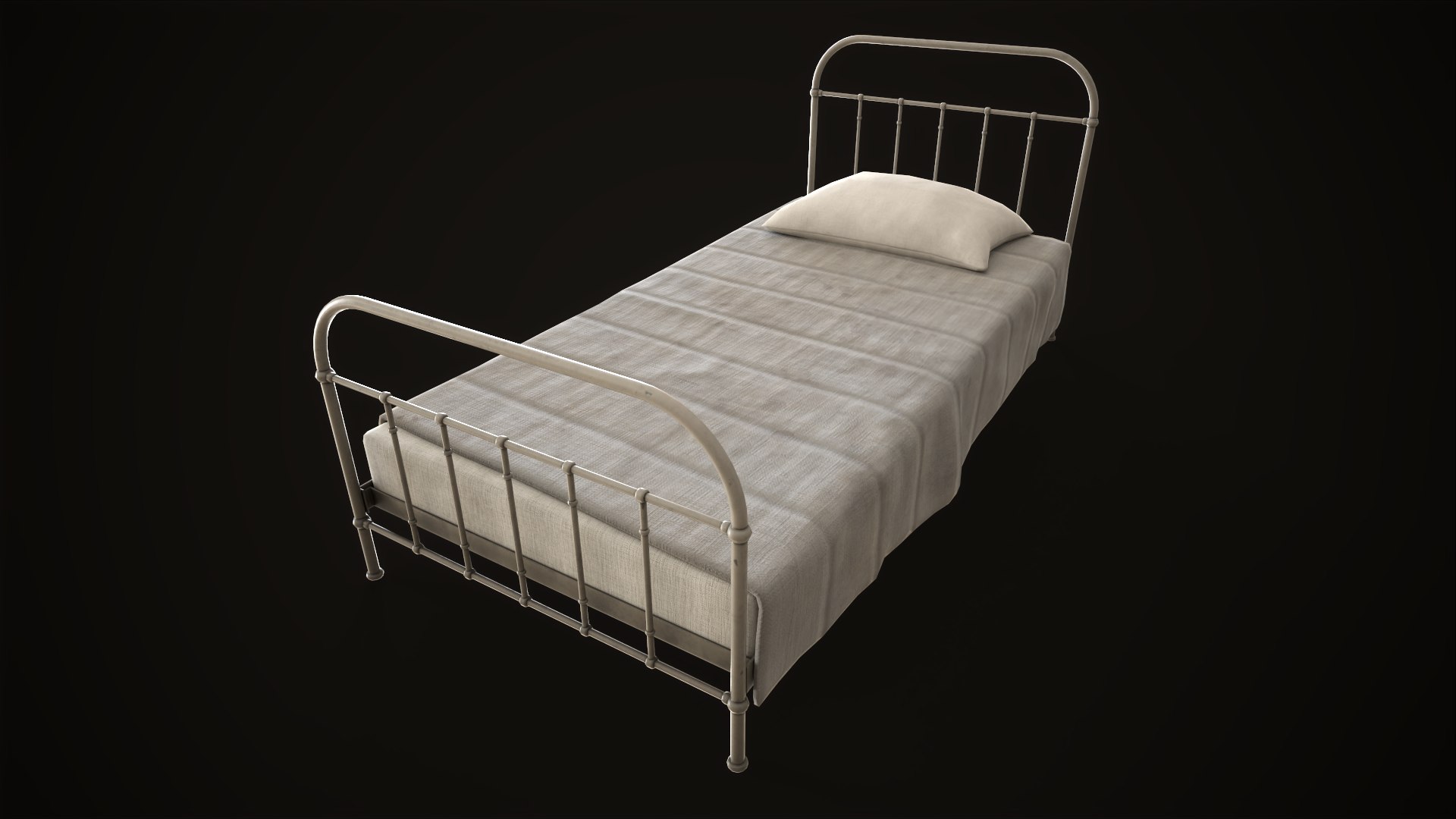 3D Old Metal Bed Model - TurboSquid 2143889