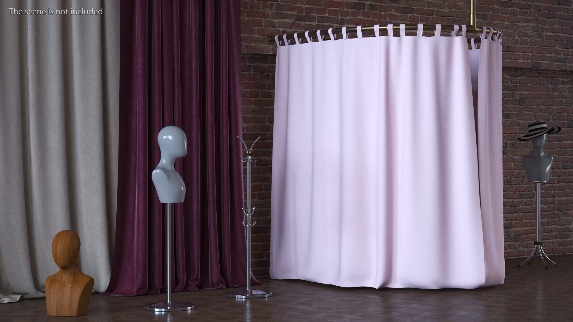 3D Closed Fitting Room Curtain Pink - TurboSquid 2121380
