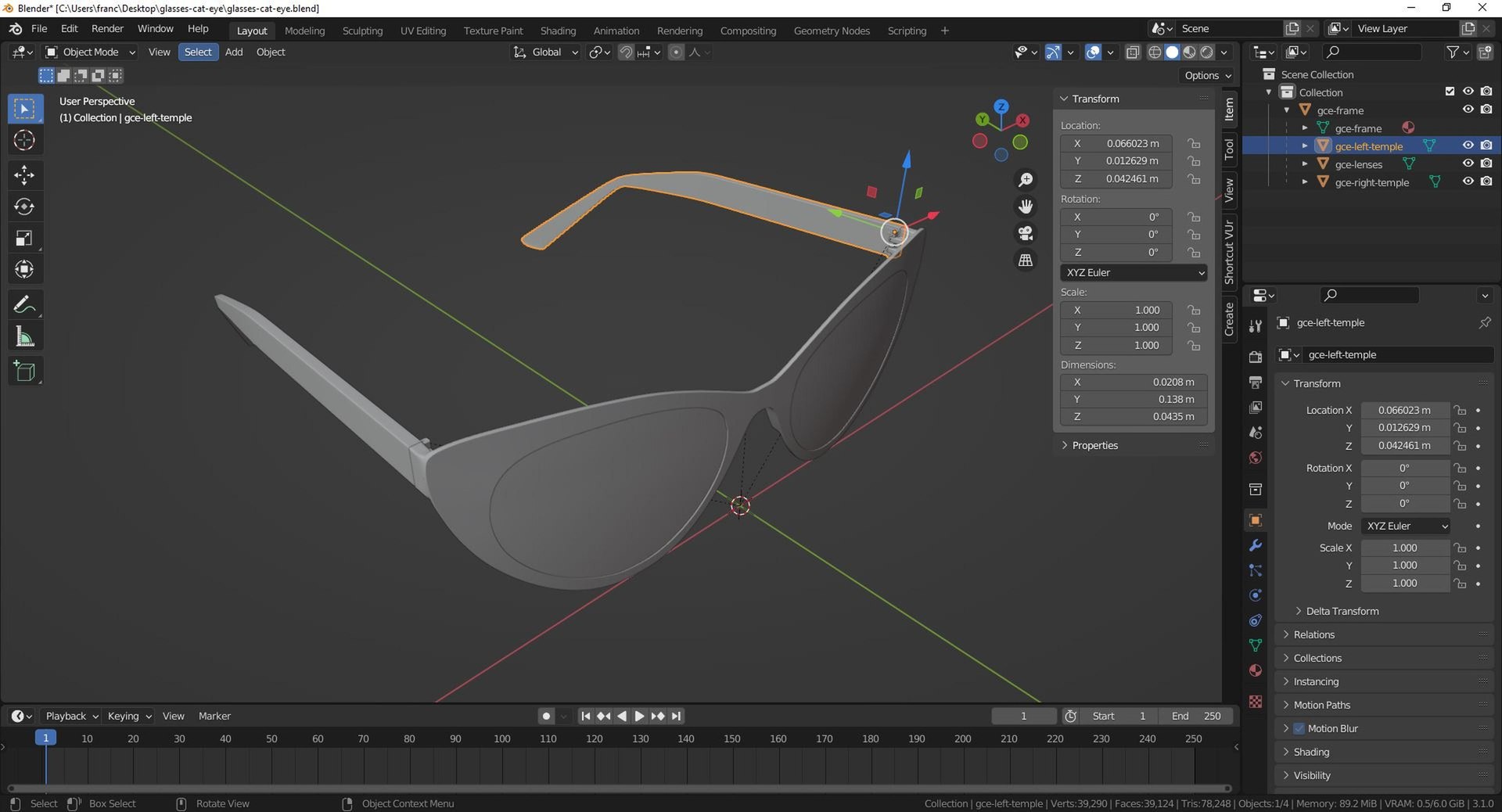 Glasses Cat Eye 3D Model - TurboSquid 1936331