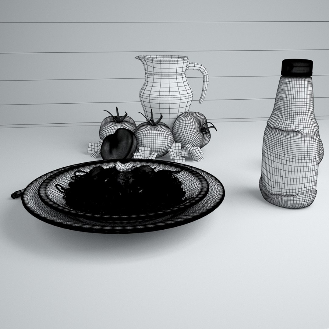 3d Model Of Spaghetti Plate Scene