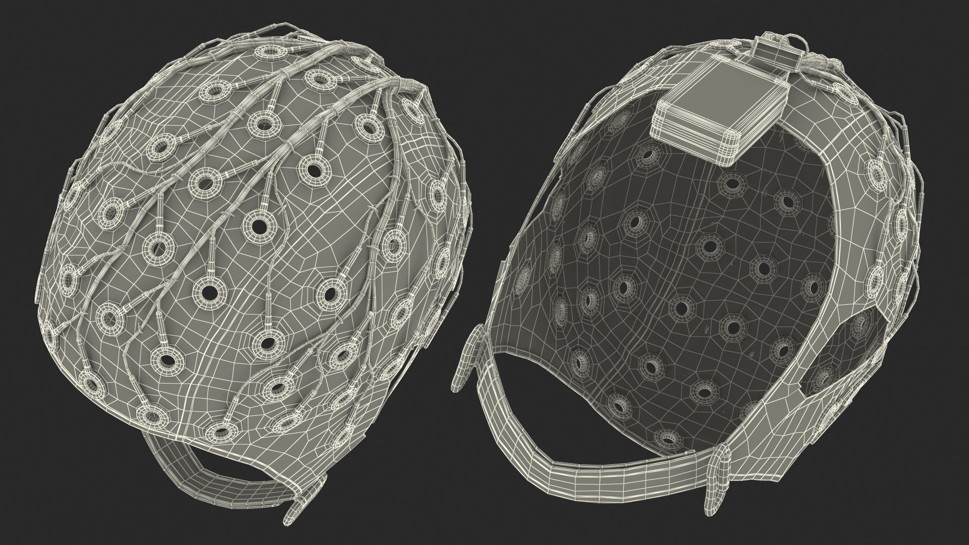 3D EEG Head Cap With Electrodes Black - TurboSquid 2140588