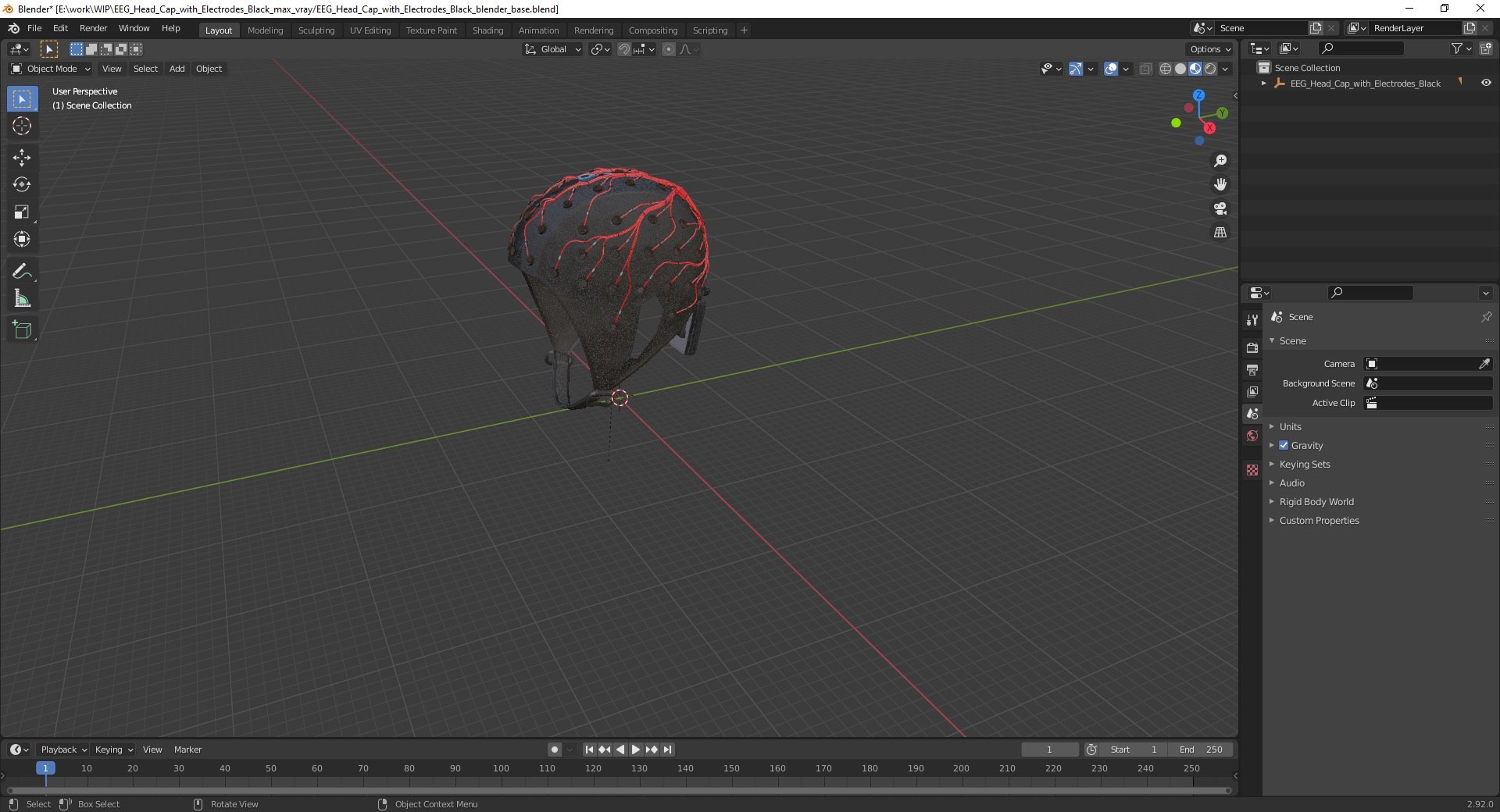 3D EEG Head Cap With Electrodes Black - TurboSquid 2140588