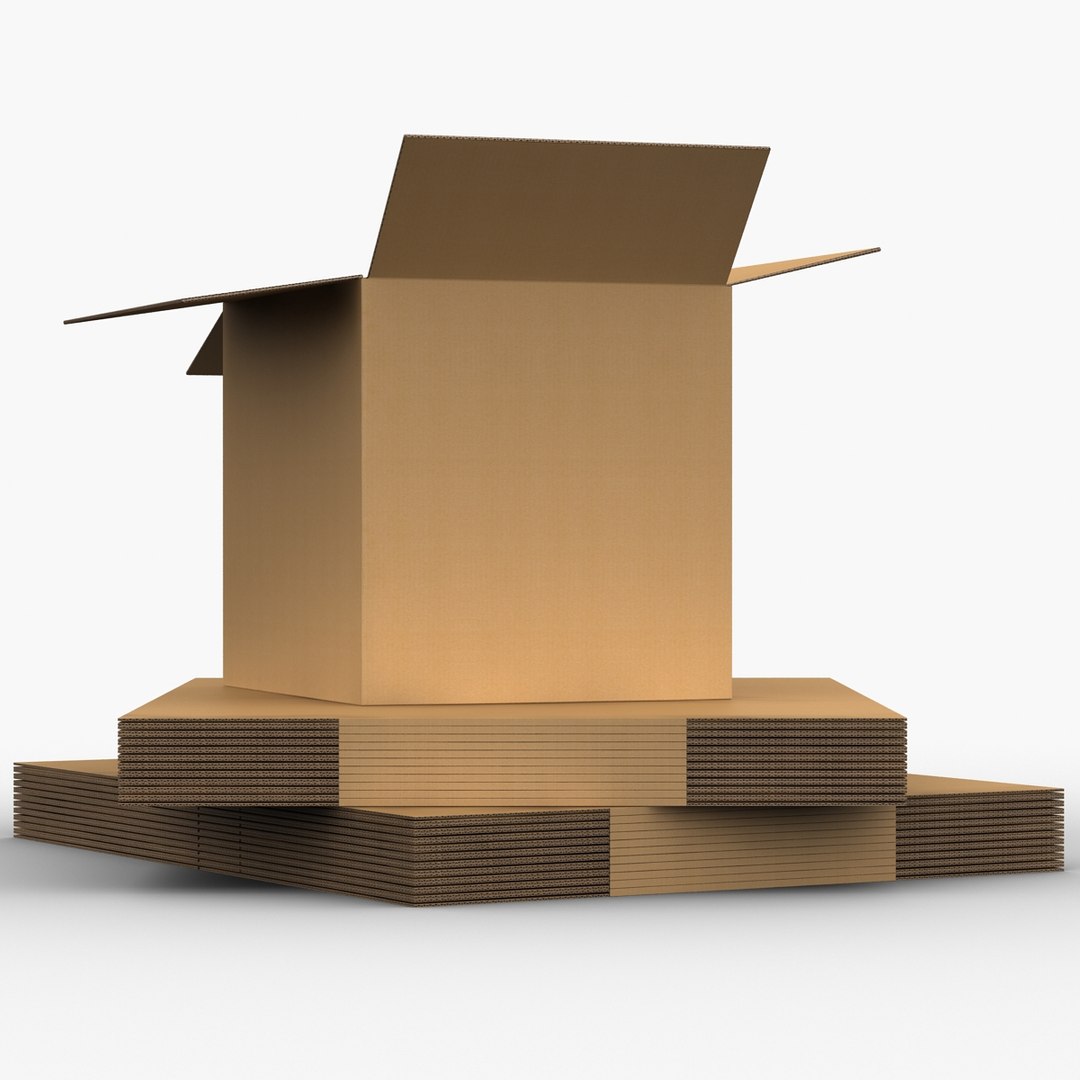 3dsmax Open Cardboard Box Set