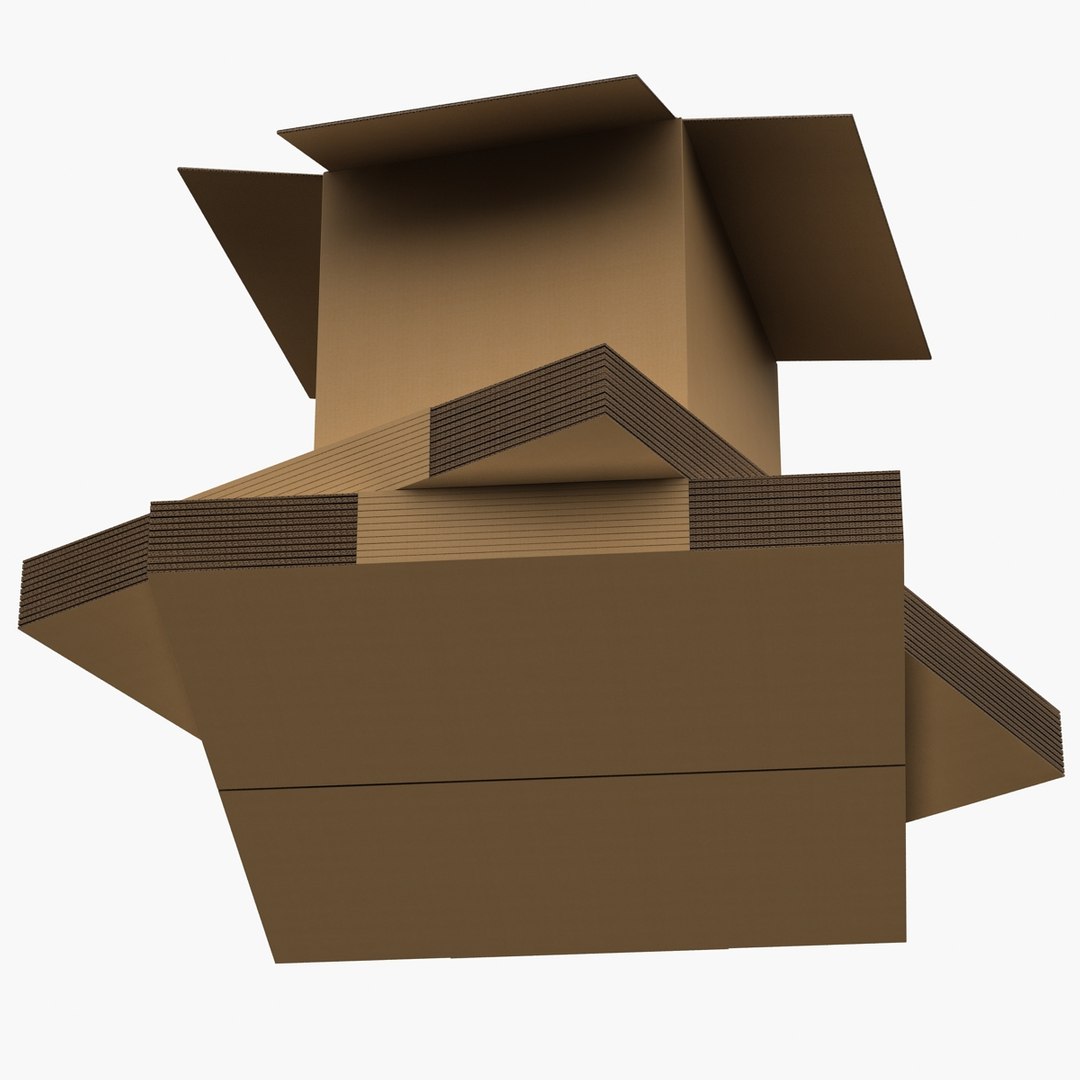 3dsmax Open Cardboard Box Set