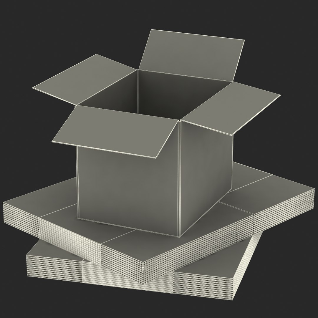3dsmax open cardboard box set