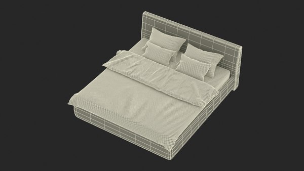 modelo 3d Cama doble tapizada moderna - TurboSquid 2237140