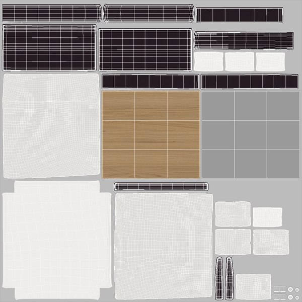 modelo 3d Cama doble tapizada moderna - TurboSquid 2237140