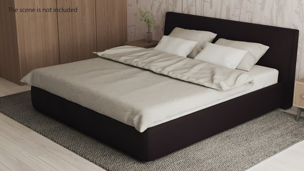 modelo 3d Cama doble tapizada moderna - TurboSquid 2237140