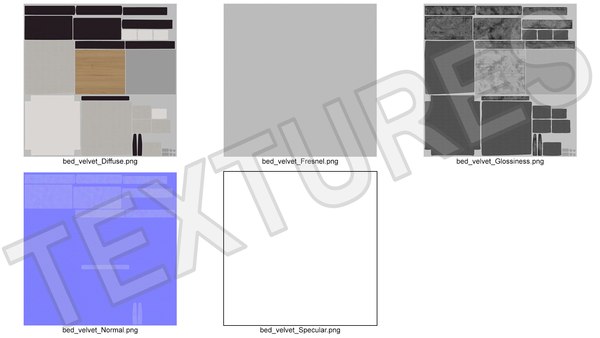 modelo 3d Cama doble tapizada moderna - TurboSquid 2237140
