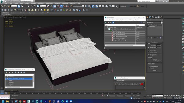 modelo 3d Cama doble tapizada moderna - TurboSquid 2237140