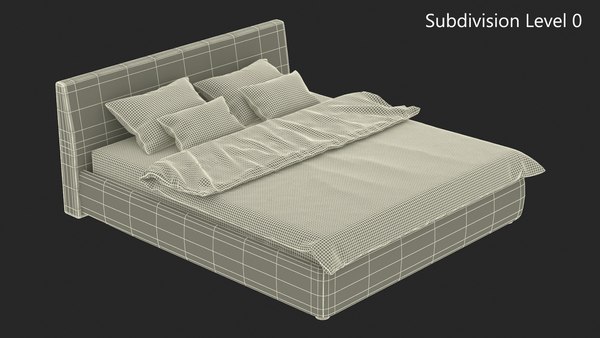 modelo 3d Cama doble tapizada moderna - TurboSquid 2237140