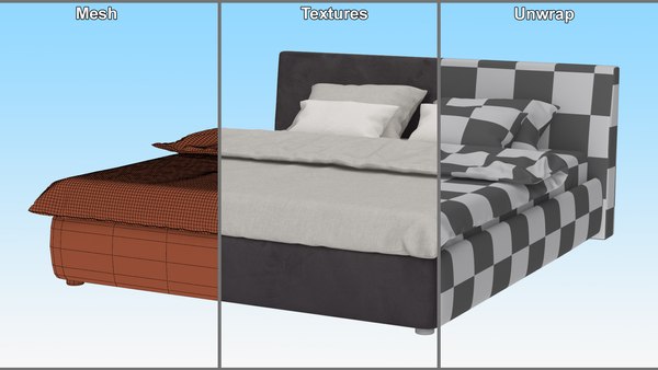 modelo 3d Cama doble tapizada moderna - TurboSquid 2237140