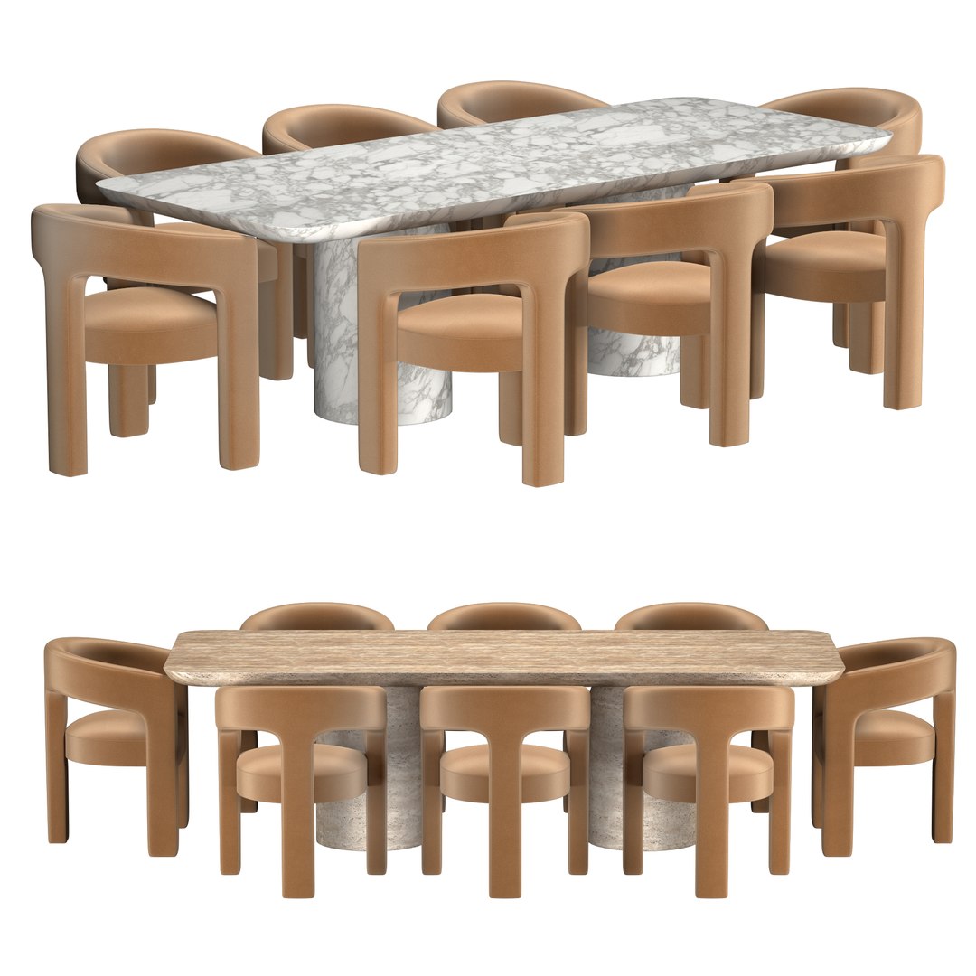 3D CUPOLA DINING TABLE and INES CHAIR model - TurboSquid 1949589
