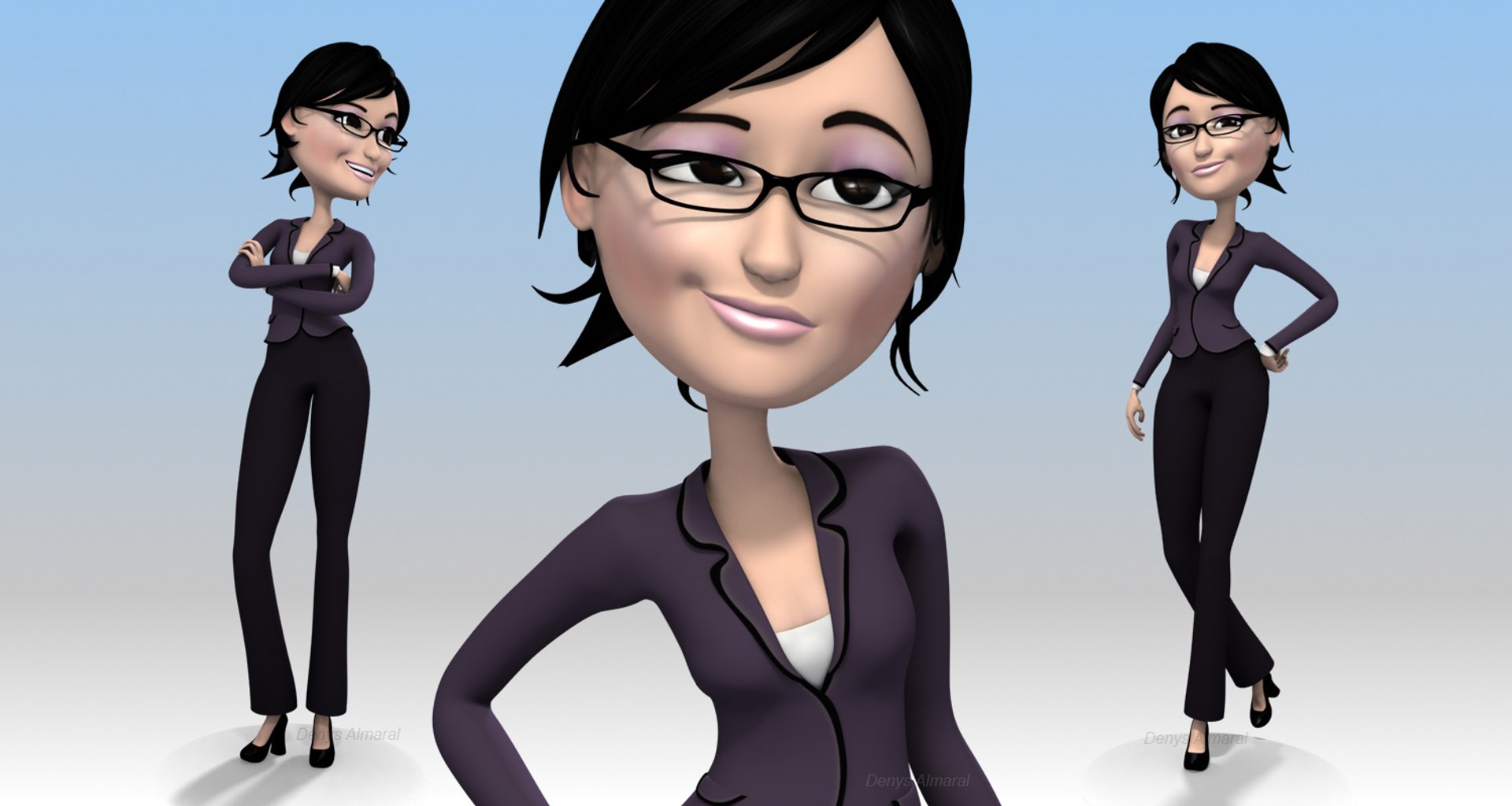 Max Rigged Woman Cartoon Girl Character