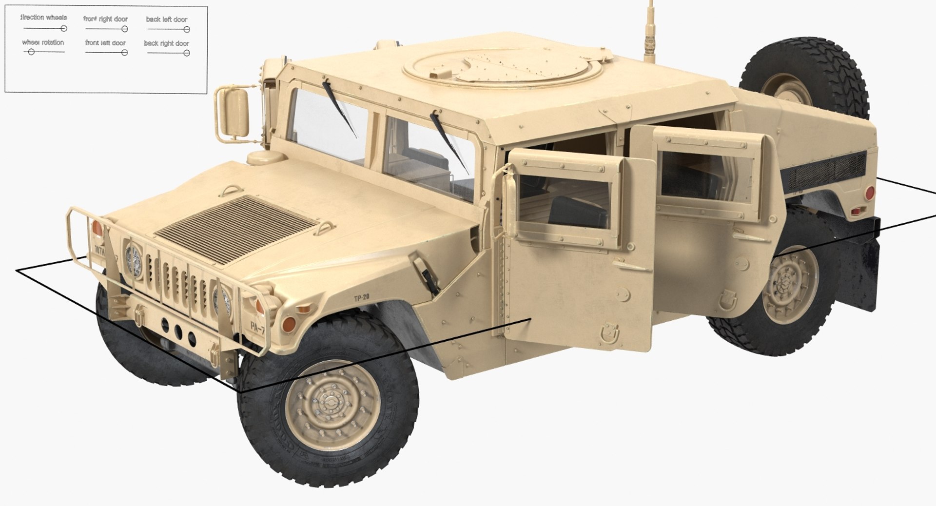 3d humvee m1151 rigged desert