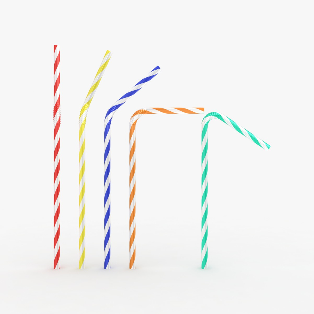 3d drinking straw 5 pose model