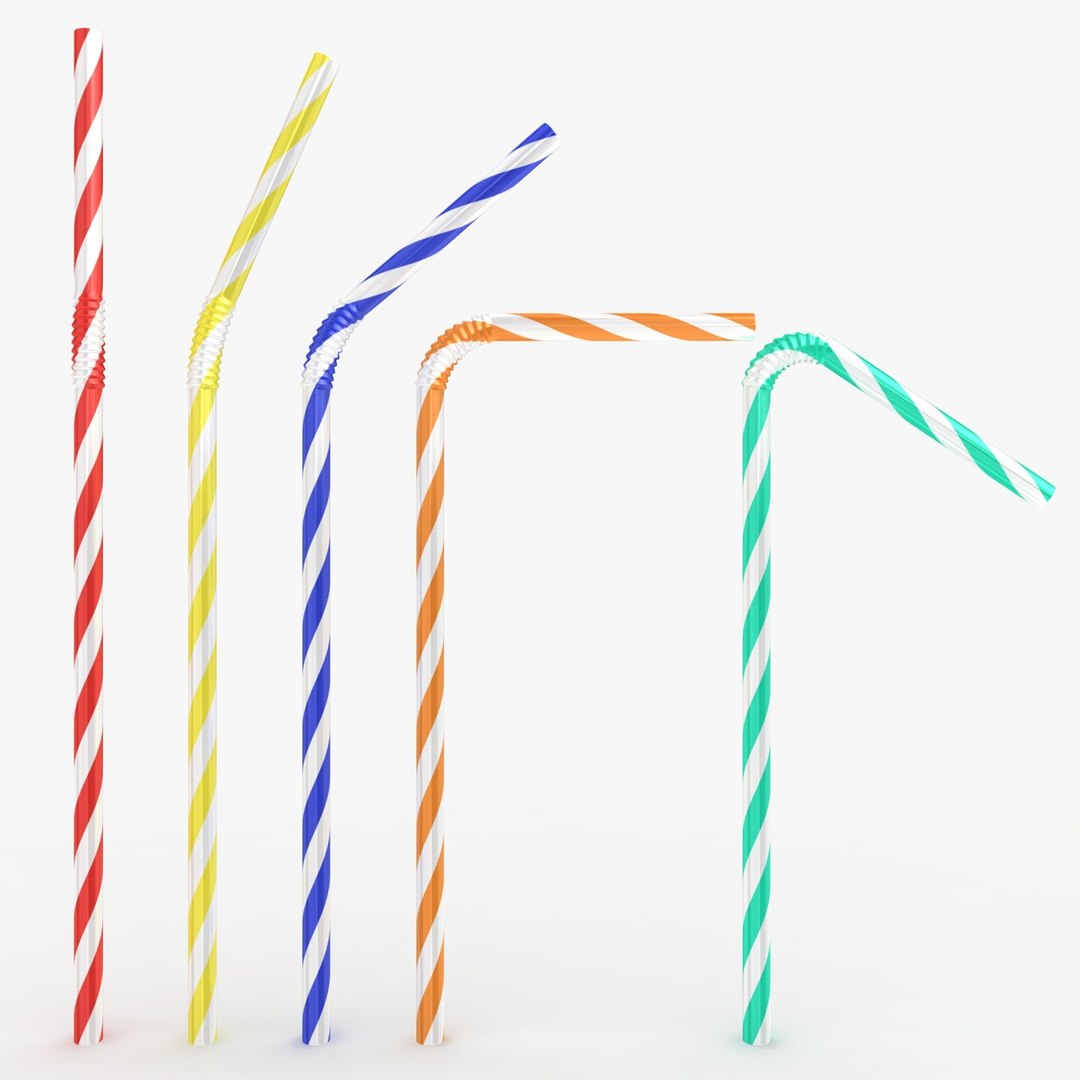 3d drinking straw 5 pose model