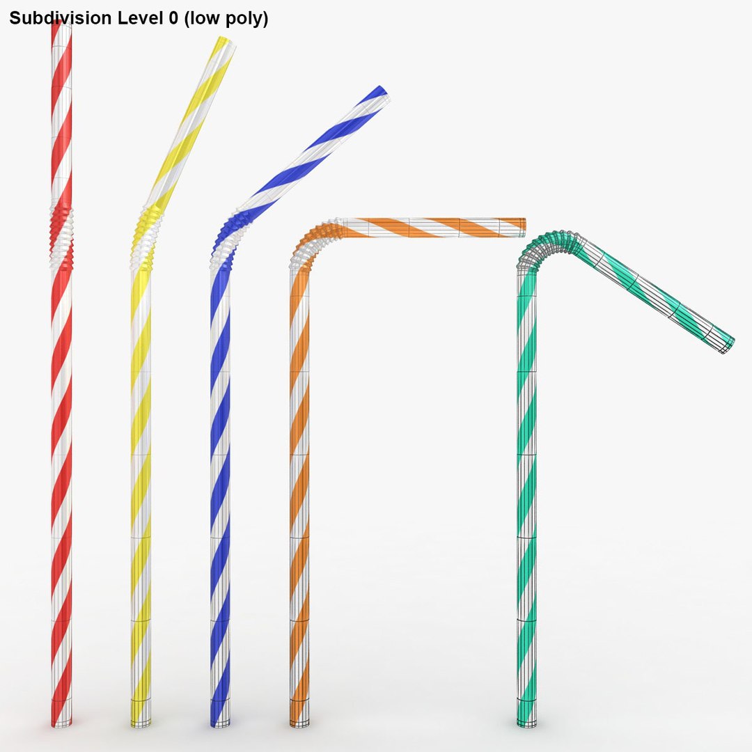 3d drinking straw 5 pose model