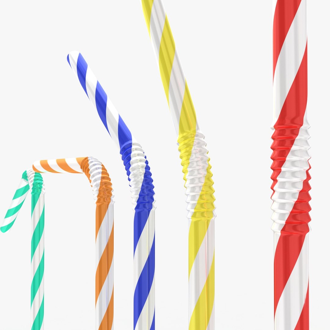 3d drinking straw 5 pose model