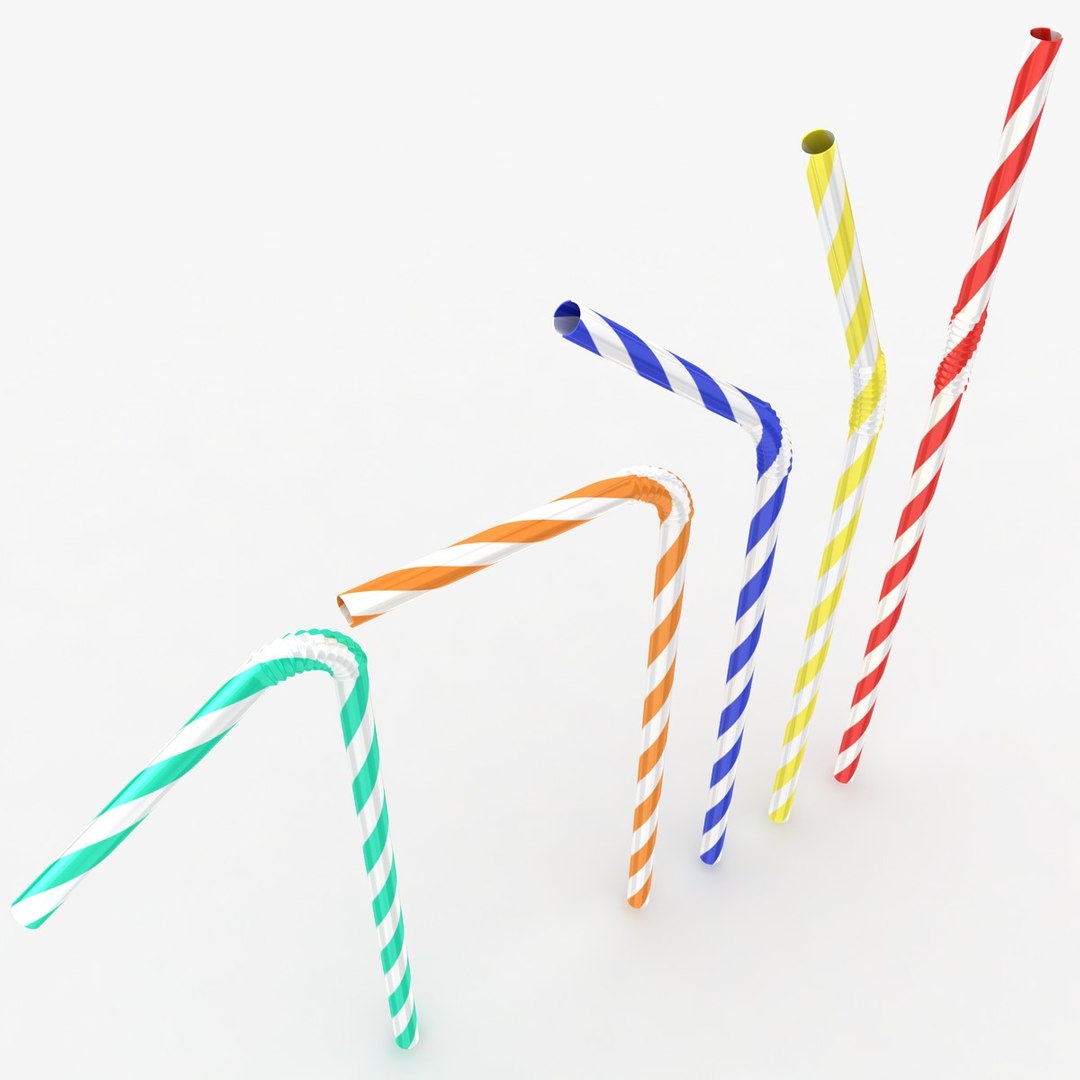 3d drinking straw 5 pose model