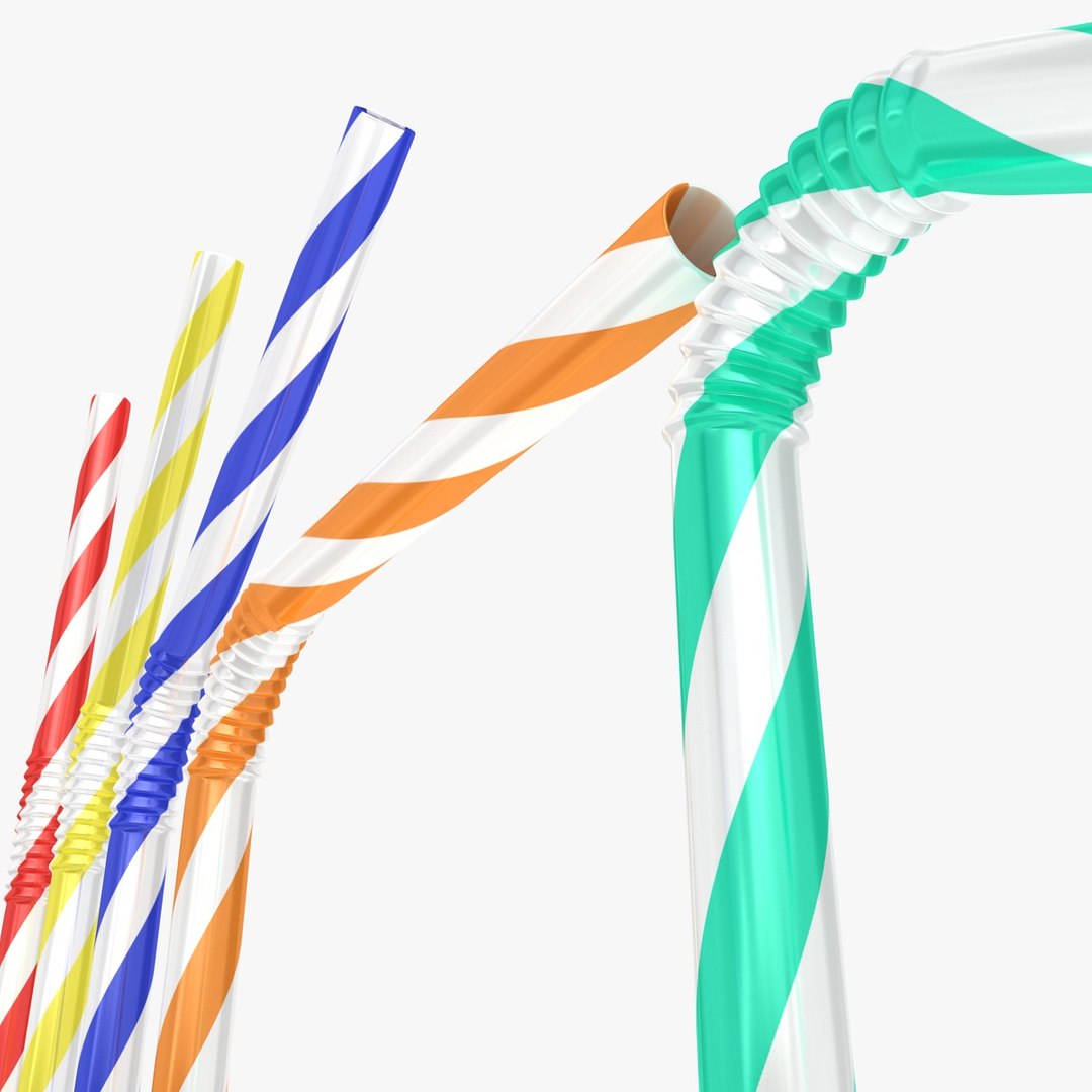 3d drinking straw 5 pose model