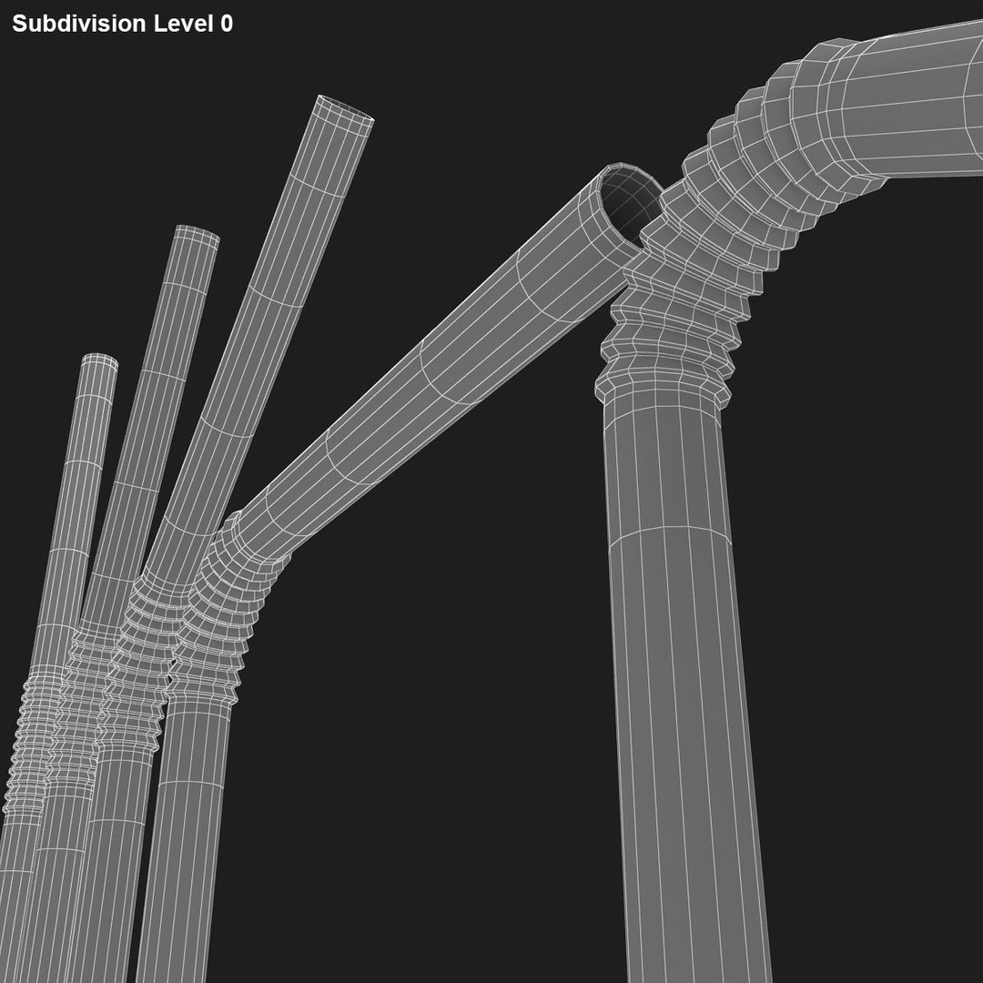 3d drinking straw 5 pose model