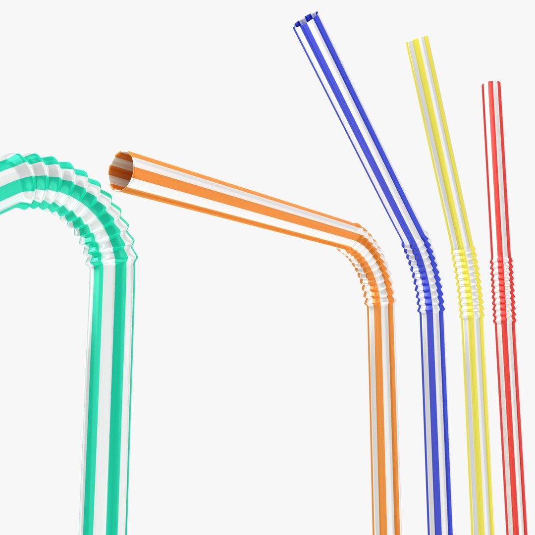 3d drinking straw 5 pose model