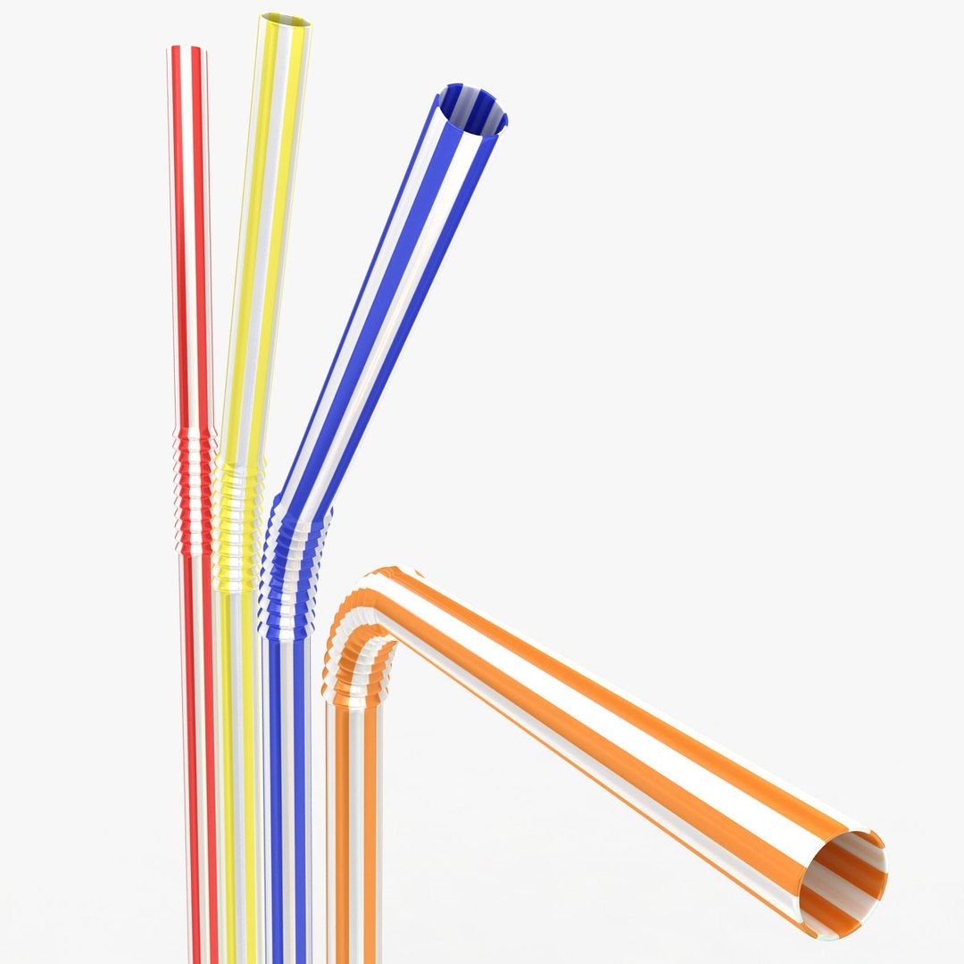 3d drinking straw 5 pose model