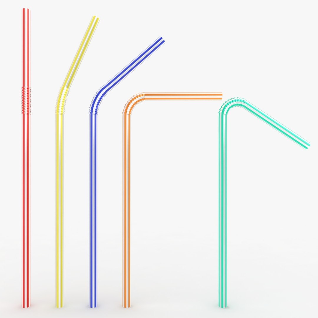 3d drinking straw 5 pose model