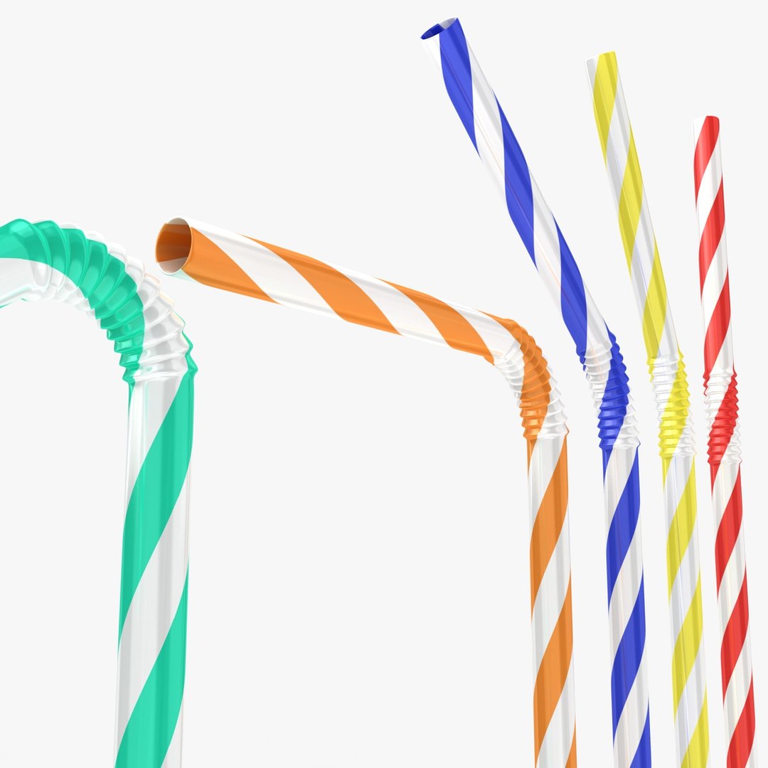 3d drinking straw 5 pose model