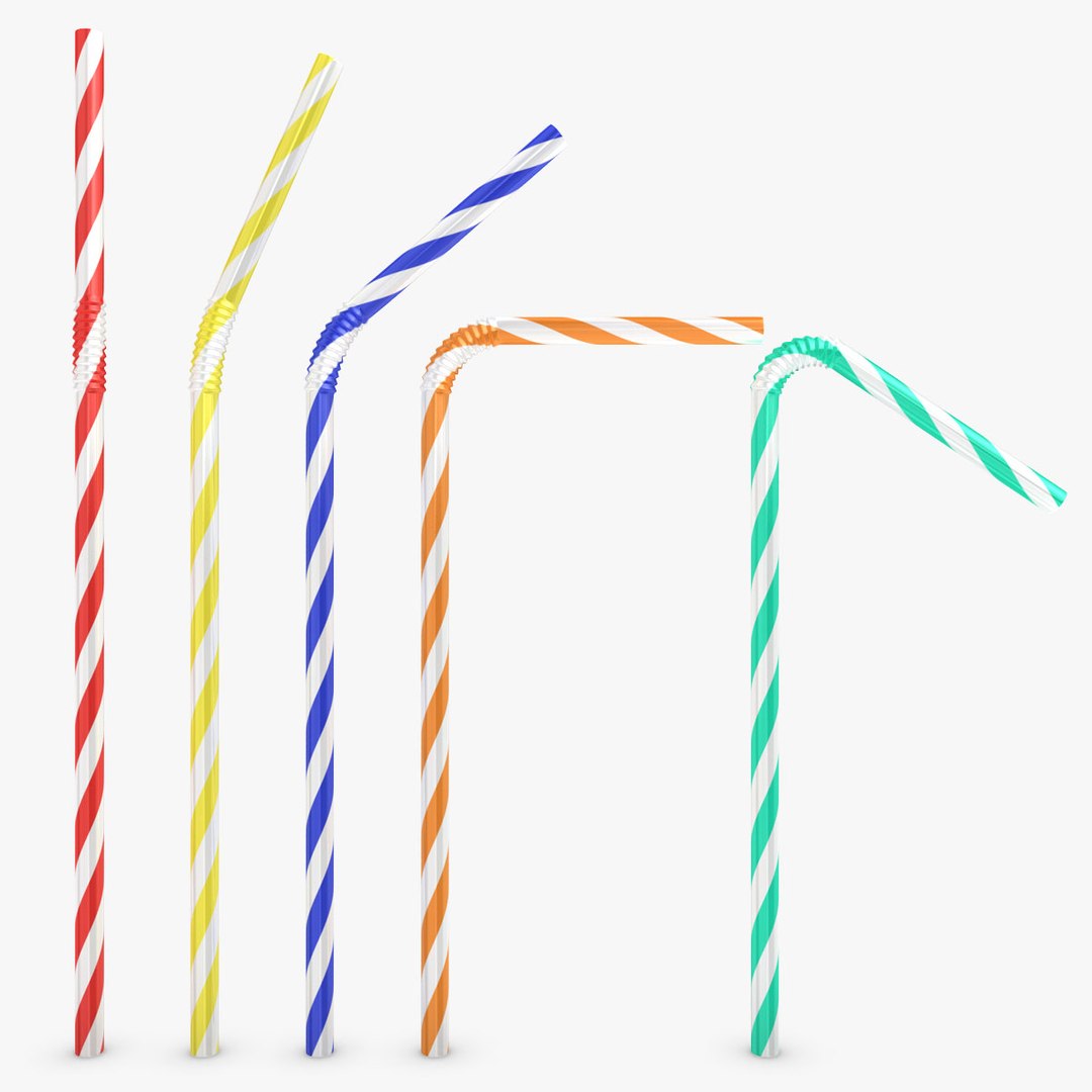 3d drinking straw 5 pose model