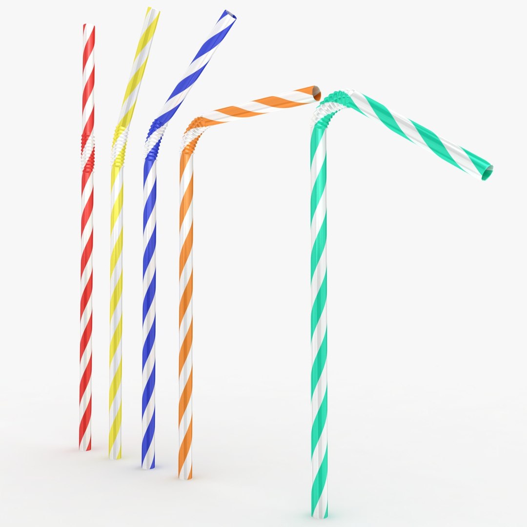 3d drinking straw 5 pose model