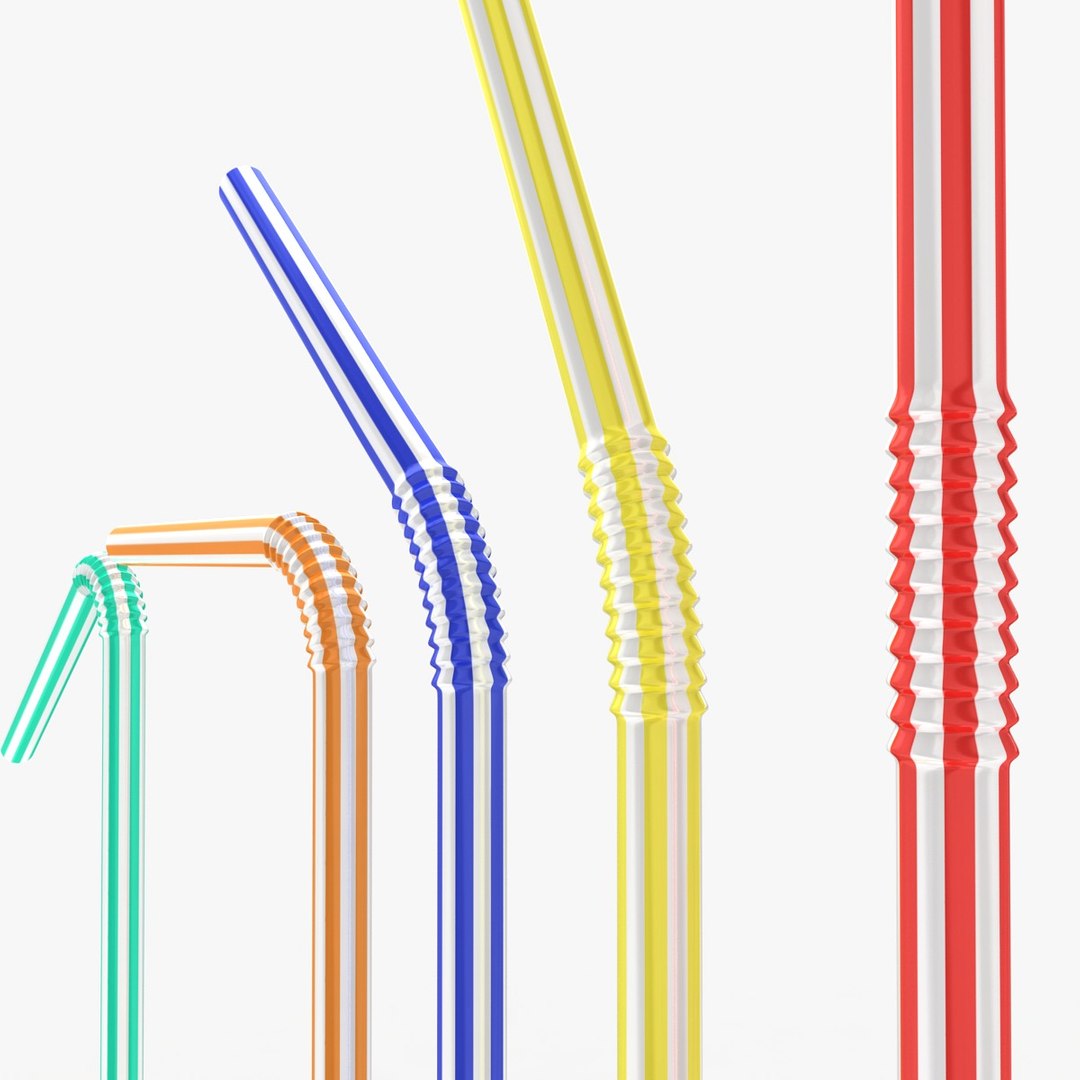3d drinking straw 5 pose model