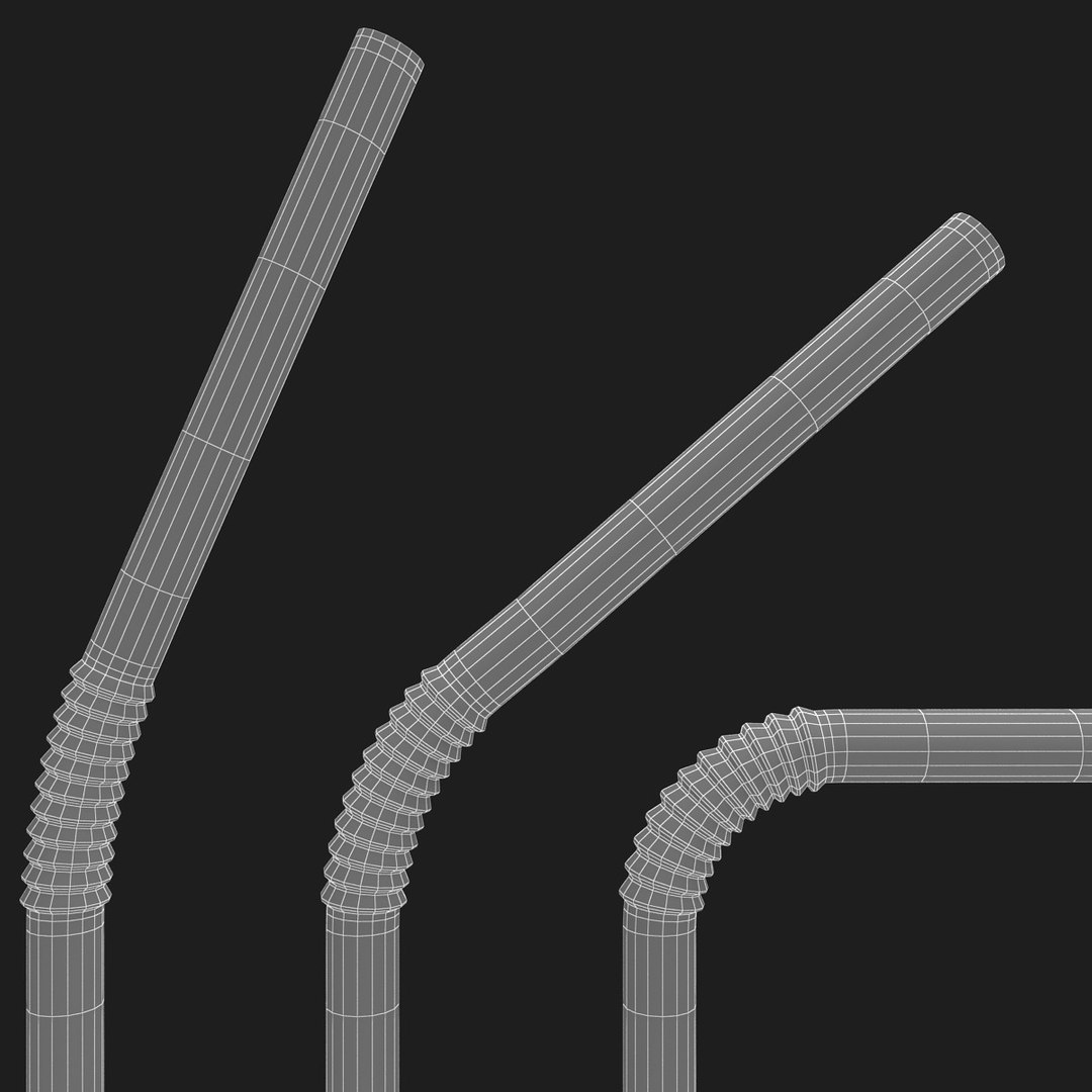 3d drinking straw 5 pose model